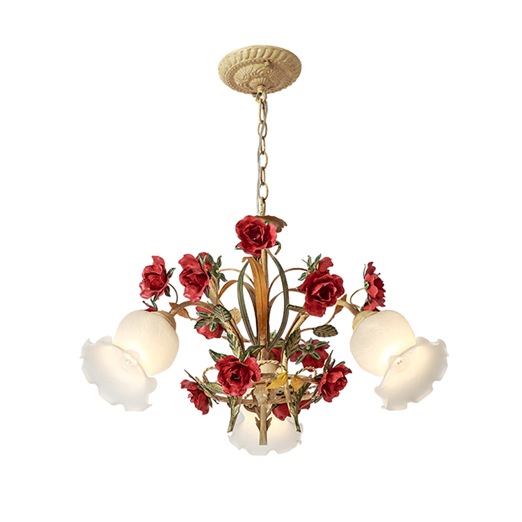 Vintage Rose Iron Chandelier With 3 Lights - Hanse Lights Supplier